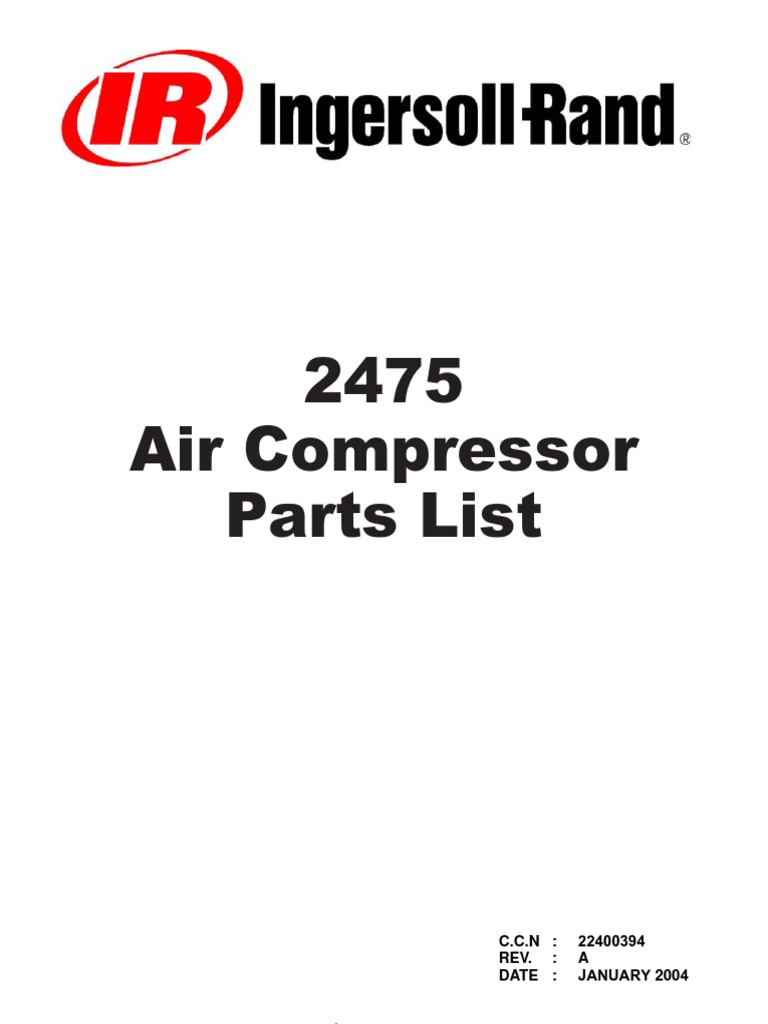 2475 Air Compressor Parts List (Jan 2004) PDF | PDF | Screw | Piston