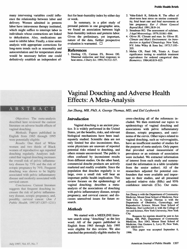 Vaginal Douching and Adverse Effects: Meta-Analysis: Health A | PDF ...
