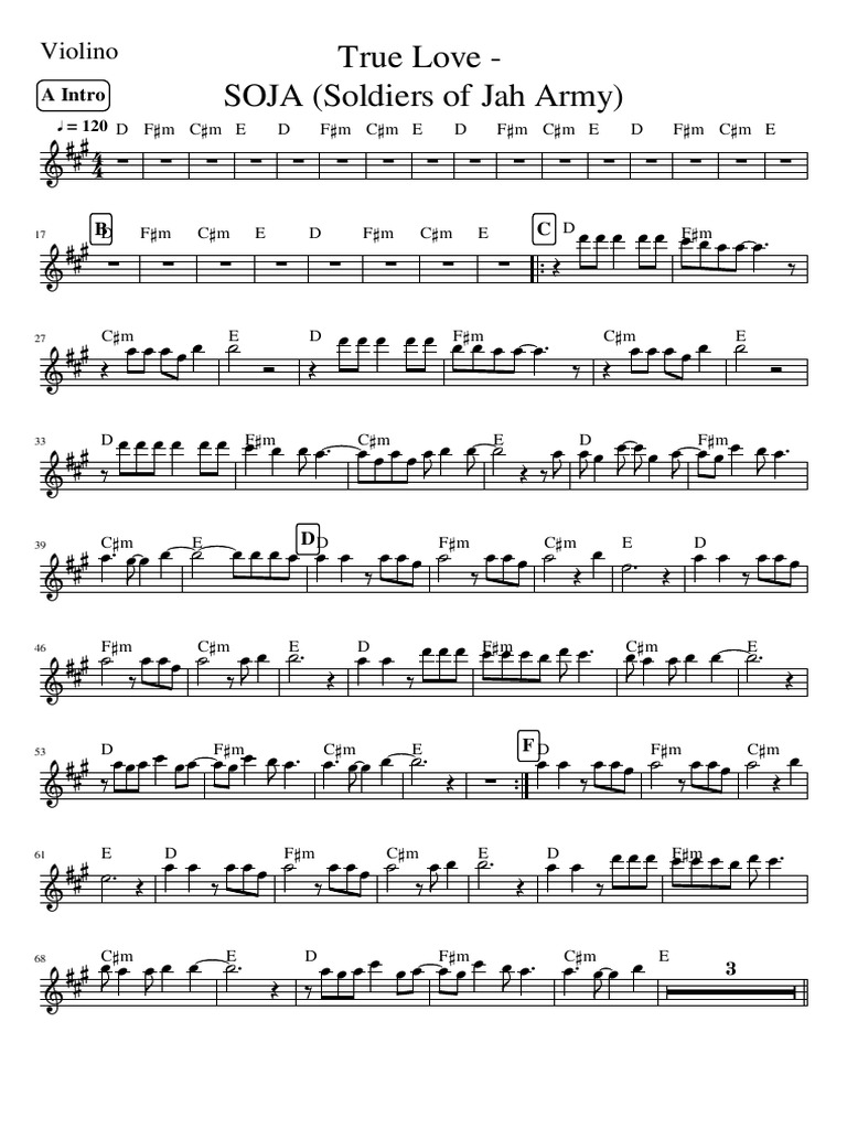 True Love - SOJA (Soldiers of Jah Army) - Violino | PDF | American ...