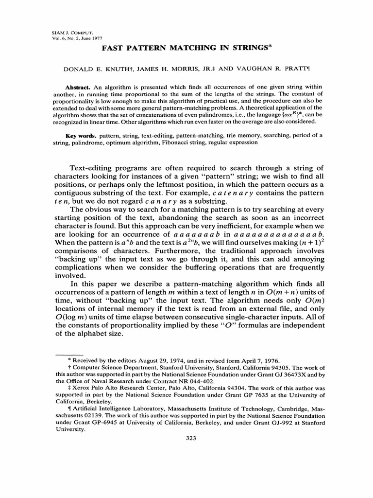 Fast Pattern Matching In: Strings | PDF | Time Complexity | Algorithms