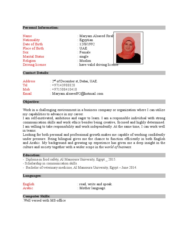 Maryam CV (1) (1) - 2-1 | PDF | Physician | Hazard Analysis And Critical Control Points