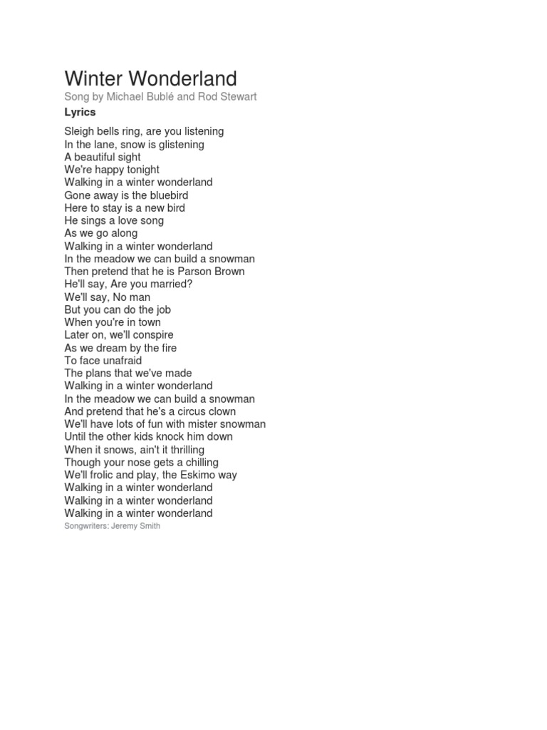 Winter Wonderland: Lyrics | PDF