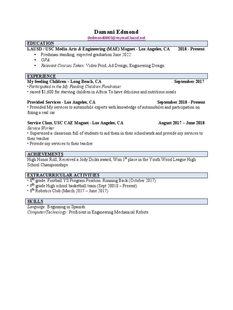 Damani Resume P | PDF