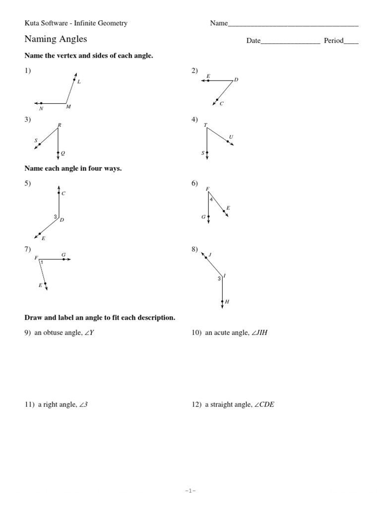 HW #4 Naming Measuring Angles | PDF | Angle | Triangle Geometry