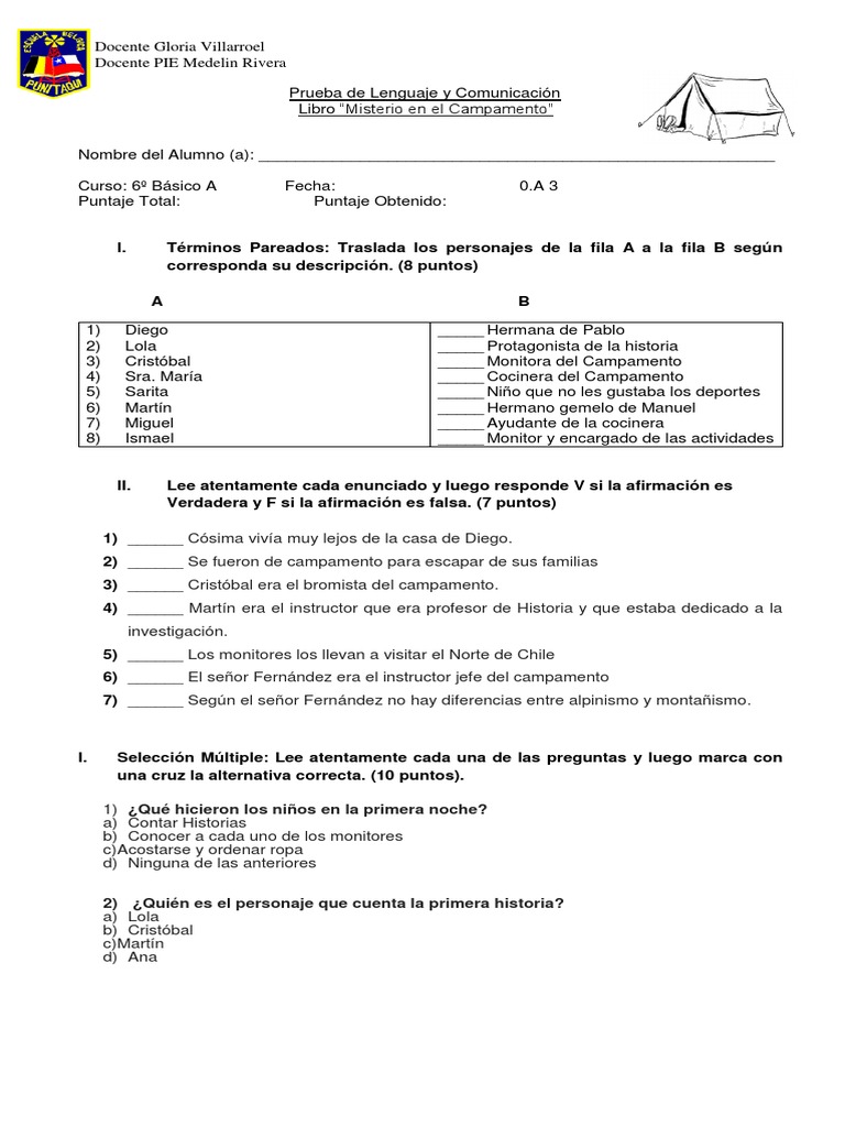 Prueba Misterio en El Campamento | PDF | Ocio Prueba Misterio en El Campamento | PDF | Ocio