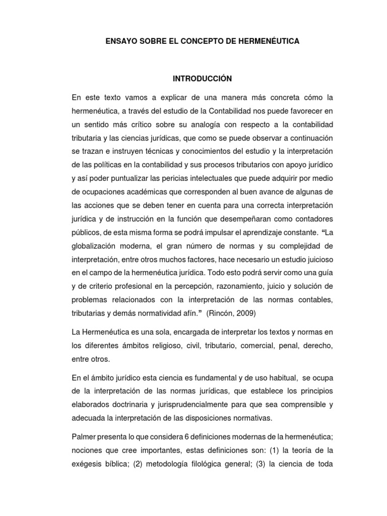 Ensayo Sobre El Concepto de Hermenéutica | PDF | Hermenéutica | Comprensión
