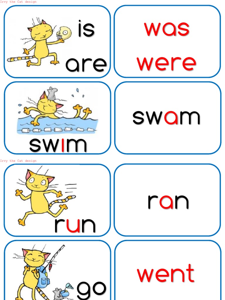 Irregular Verbs Featuring Irvy the Cat | PDF