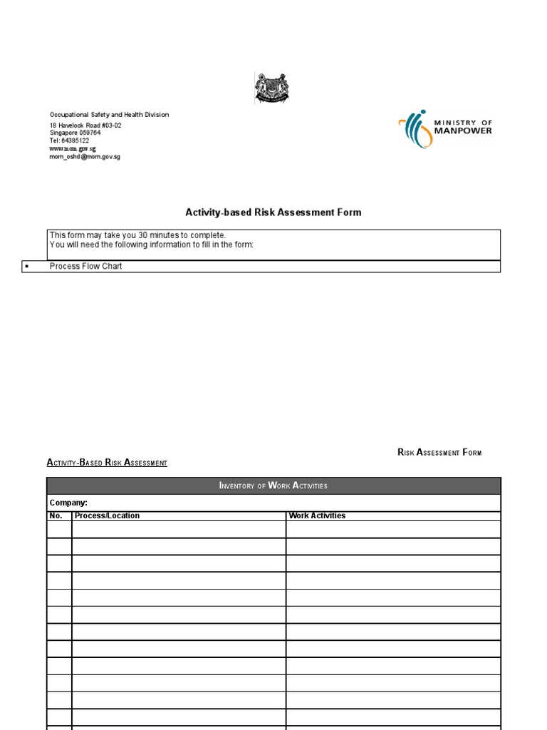 Activity Based Risk Assessment Form | PDF | Risk Assessment | Risk