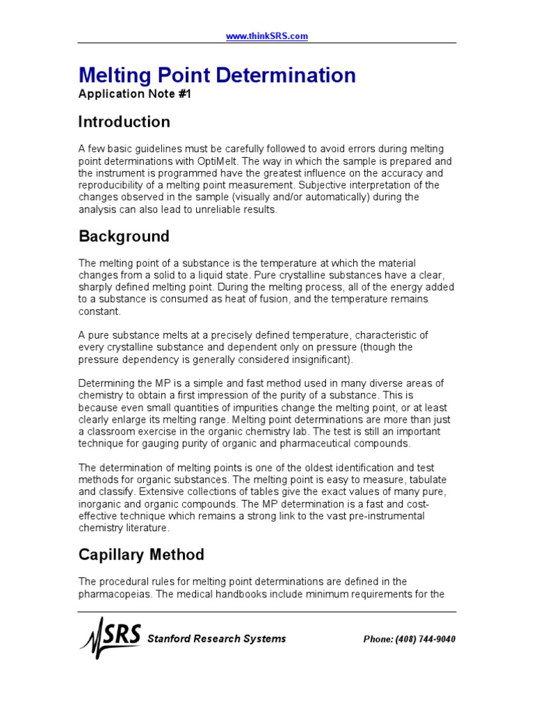 124 Melting Point2 Pdf Melting Point Chemical Substances