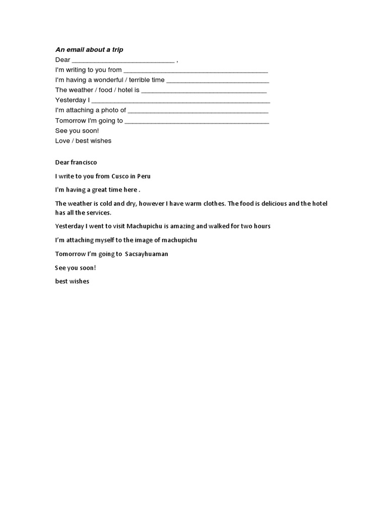 An Email About A Trip | PDF
