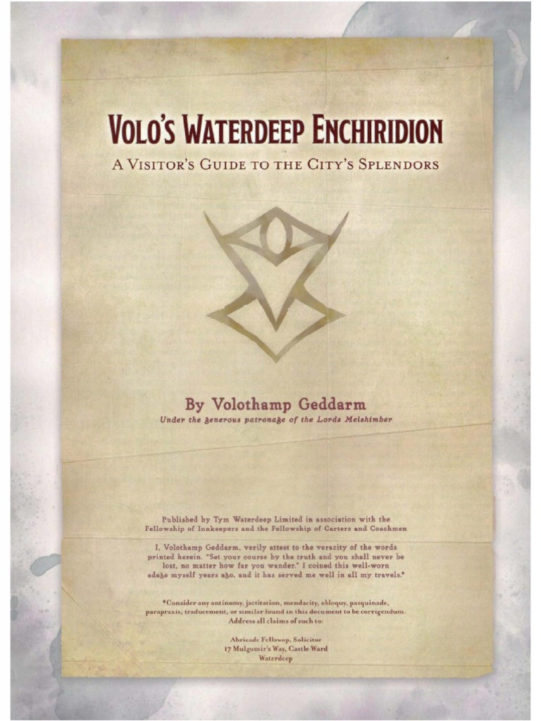 Volo's Waterdeep Enchiridion | PDF