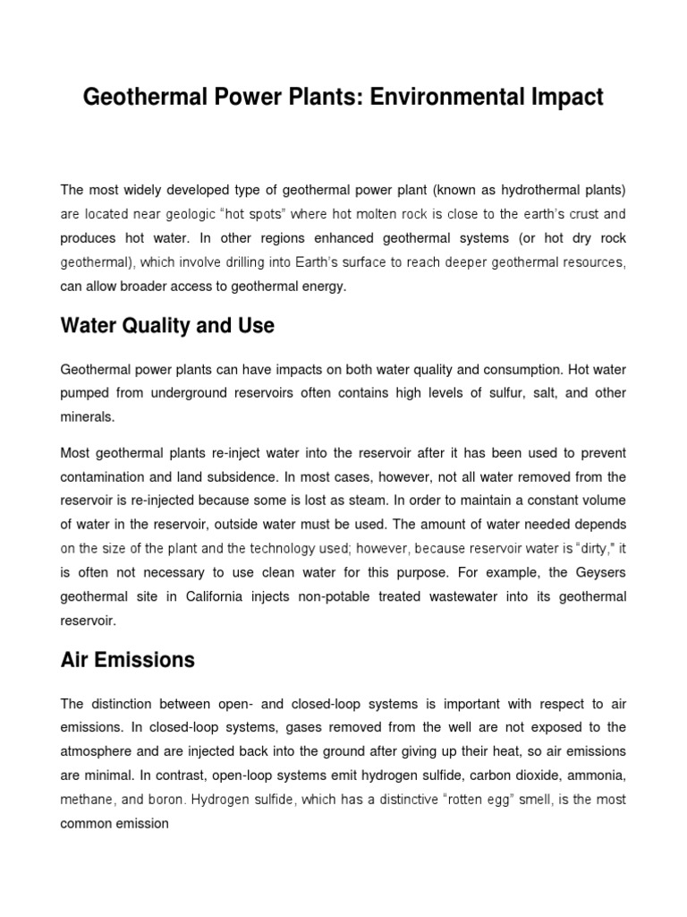 Geothermal Power Plants: Environmental Impact: Water Quality and Use ...