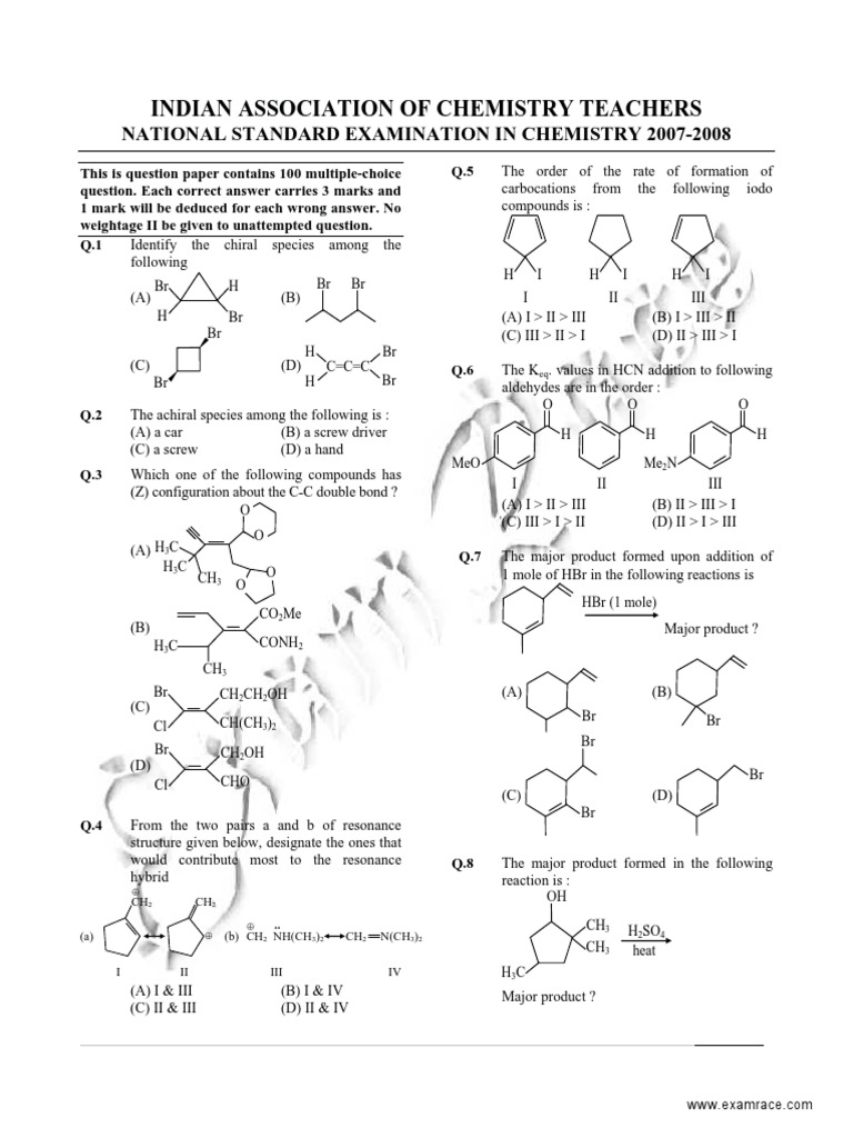 NSEC Solved Paper 2007 PDF | PDF | Chemical Elements | Chemical Compounds