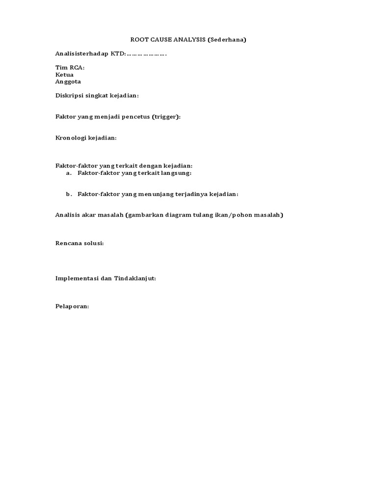 Contoh Form Fmea Dan Rca, Jci | PDF | Metode & Bahan Ajar