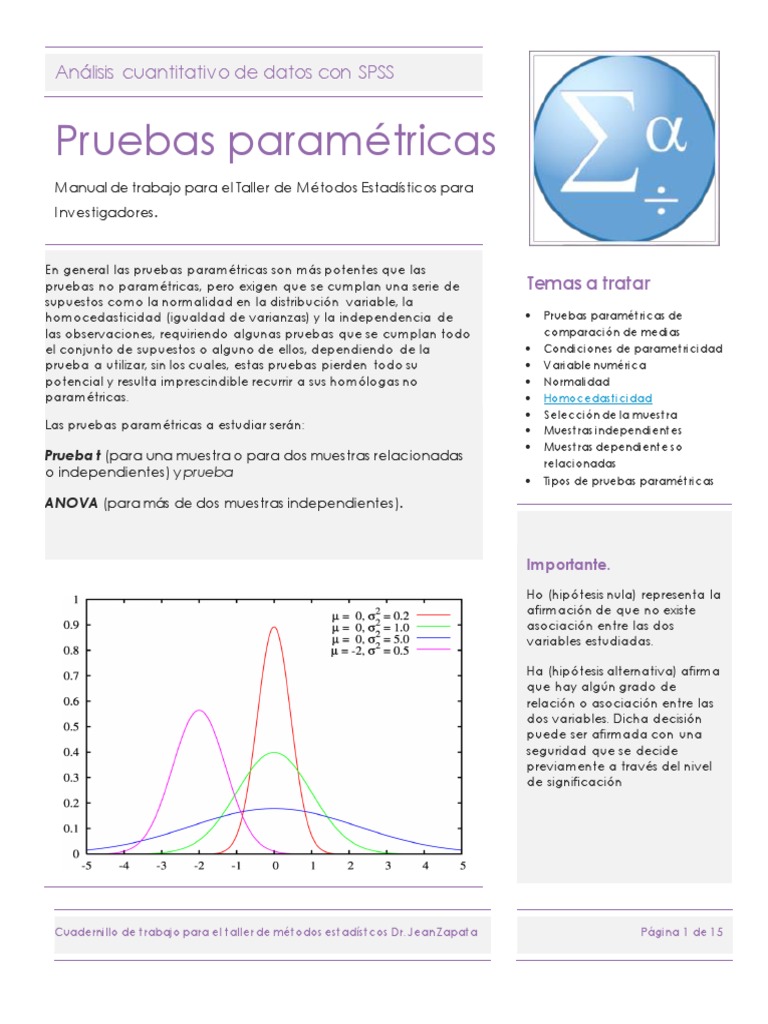 PRUEBAS PARAMÉTRICAS con SPSS.pdf | Análisis de variación | Muestreo ...