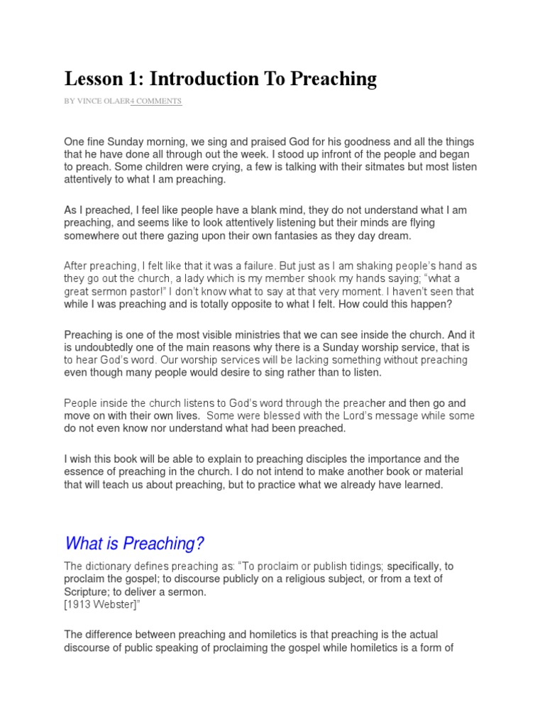 Introduction To Preaching Pdf Sermon Homiletics