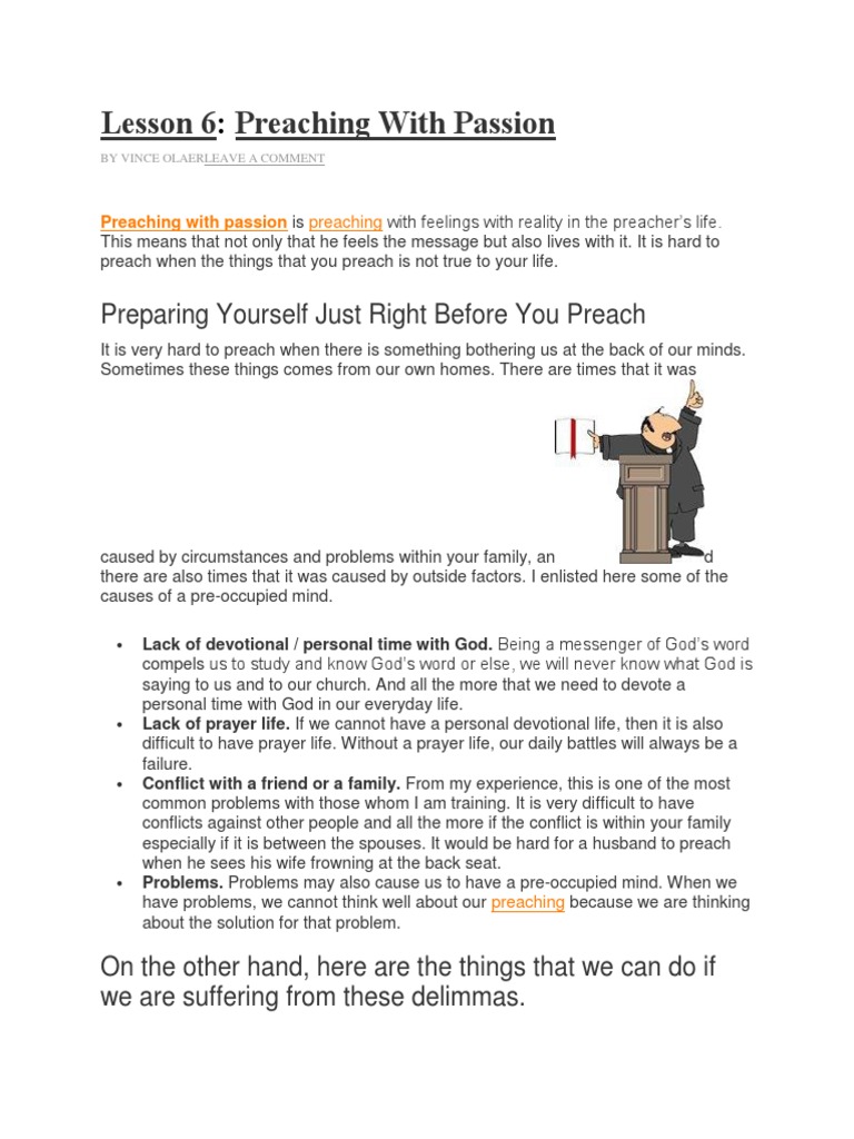 Lesson 6 Preaching With Passion: Preparing Yourself Just Right Before ...