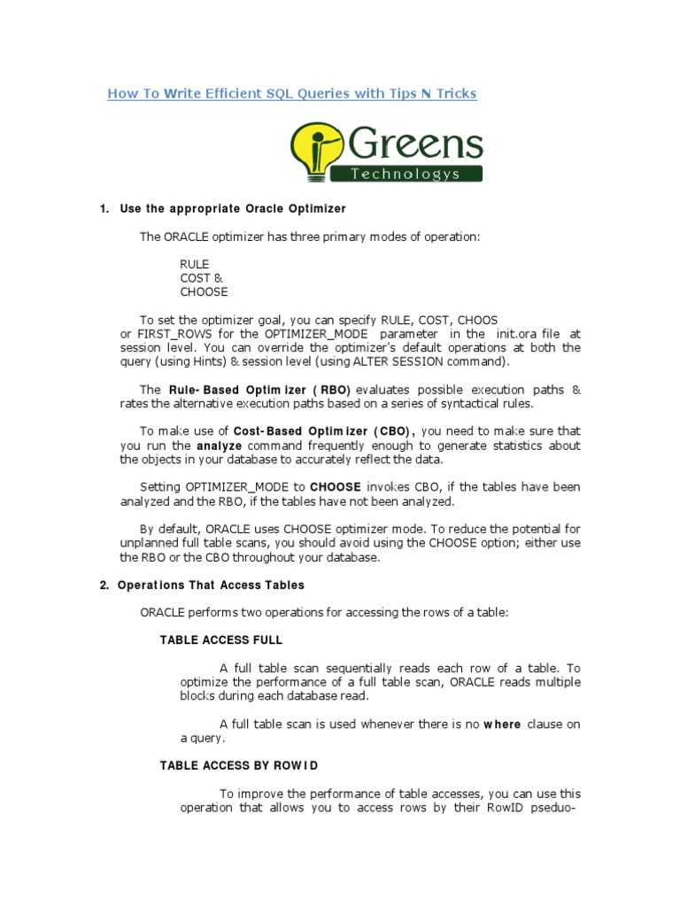 Effective Query Writing | PDF | Database Index | Table (Database)
