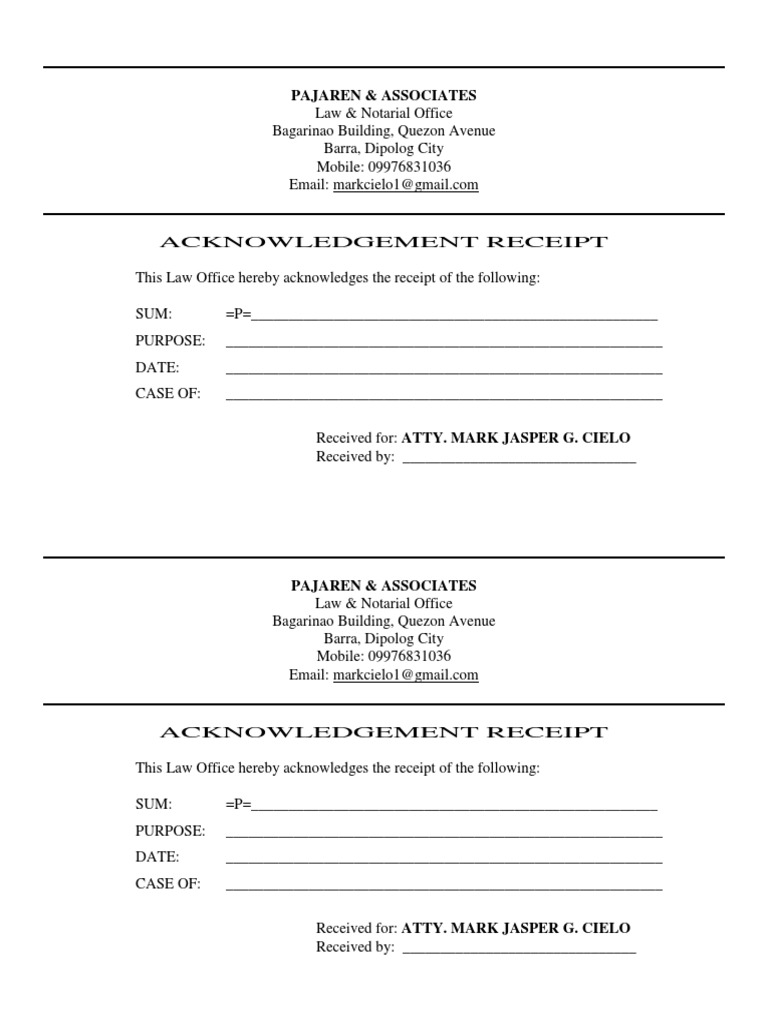 Acknowledgement Receipt | PDF