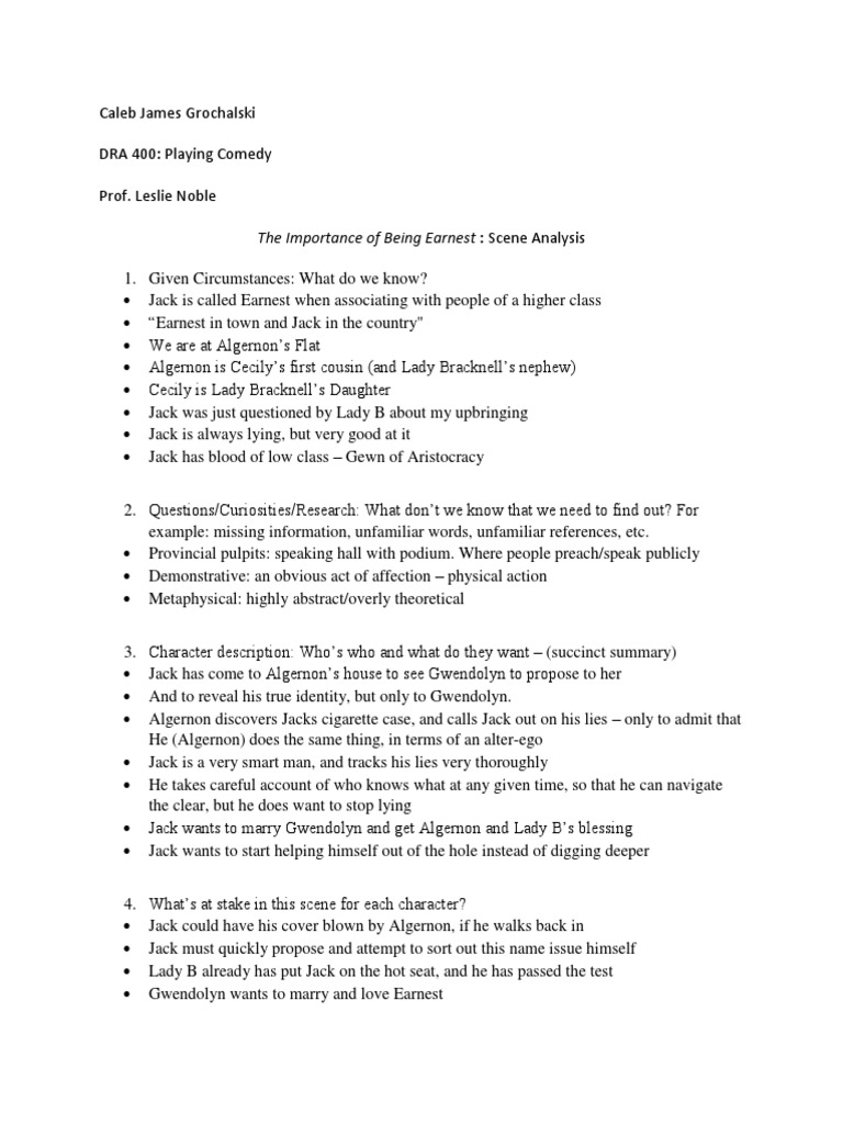The Importance of Being Earnest: Scene Analysis | PDF | The Importance ...