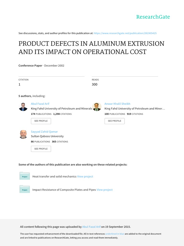 Prodcut Defects in Extrusion | PDF | Extrusion | Fracture