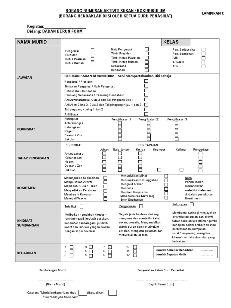 Borang Rumusan Badan Beruniform | PDF