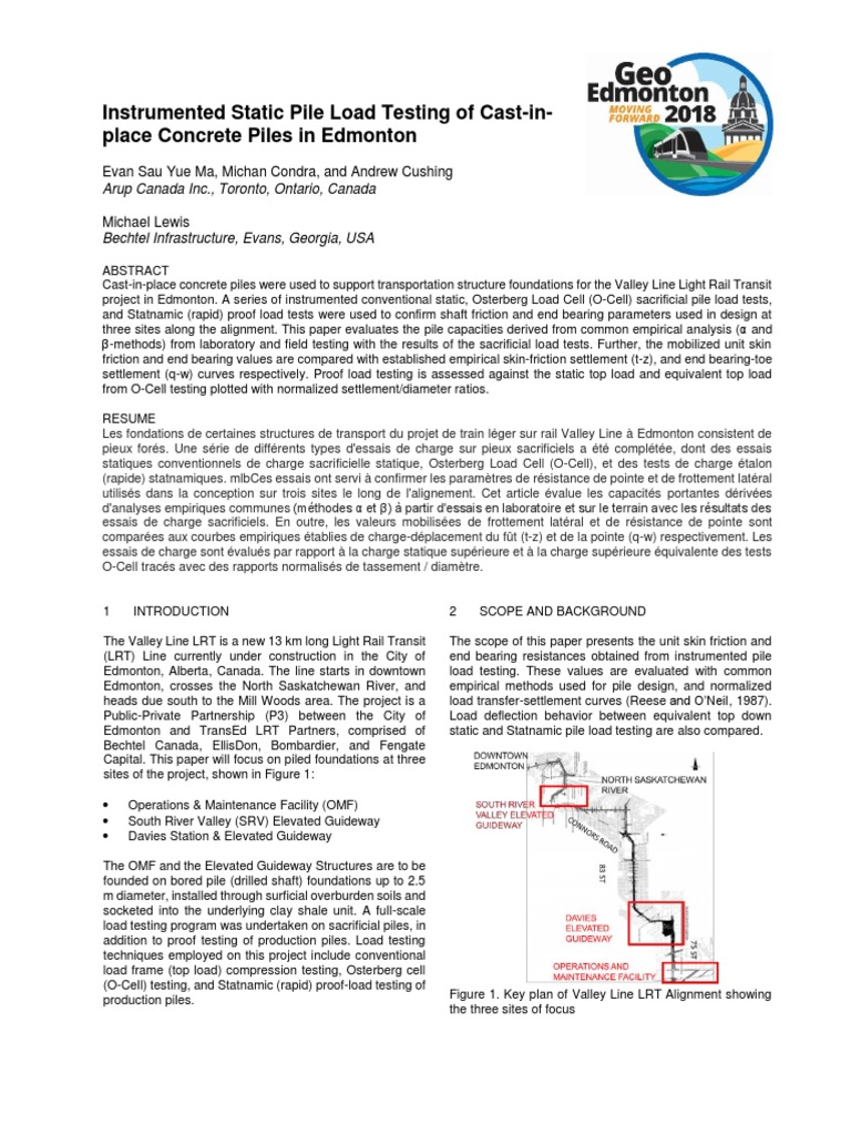 Instrumented Pile Load Testing in Edmonton | PDF | Deep Foundation ...