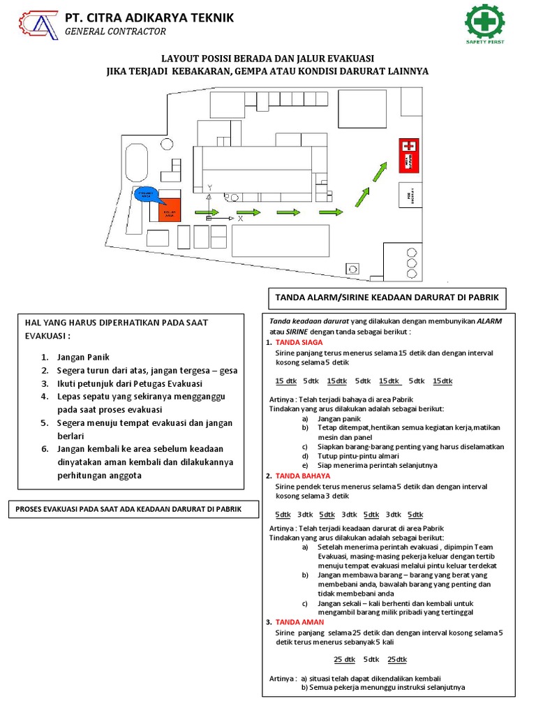 Layout Posisi Berada Dan Jalur Evakuasi | PDF