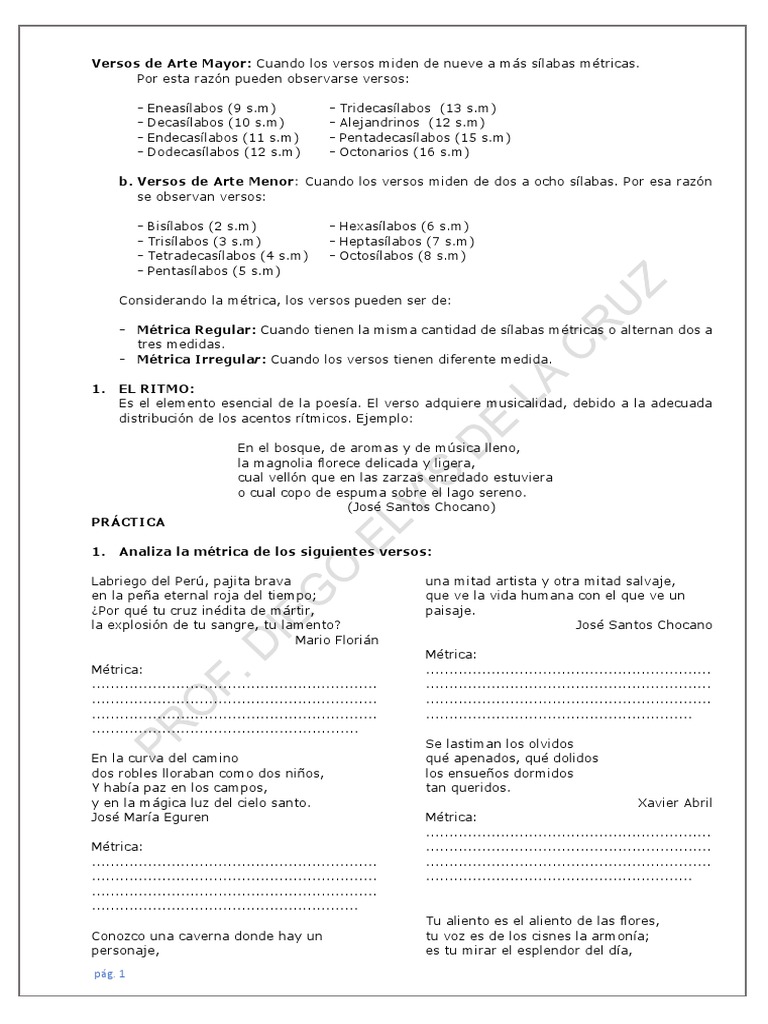 Versos Rima y Ritmo | PDF | Metro (poesía) | Rima