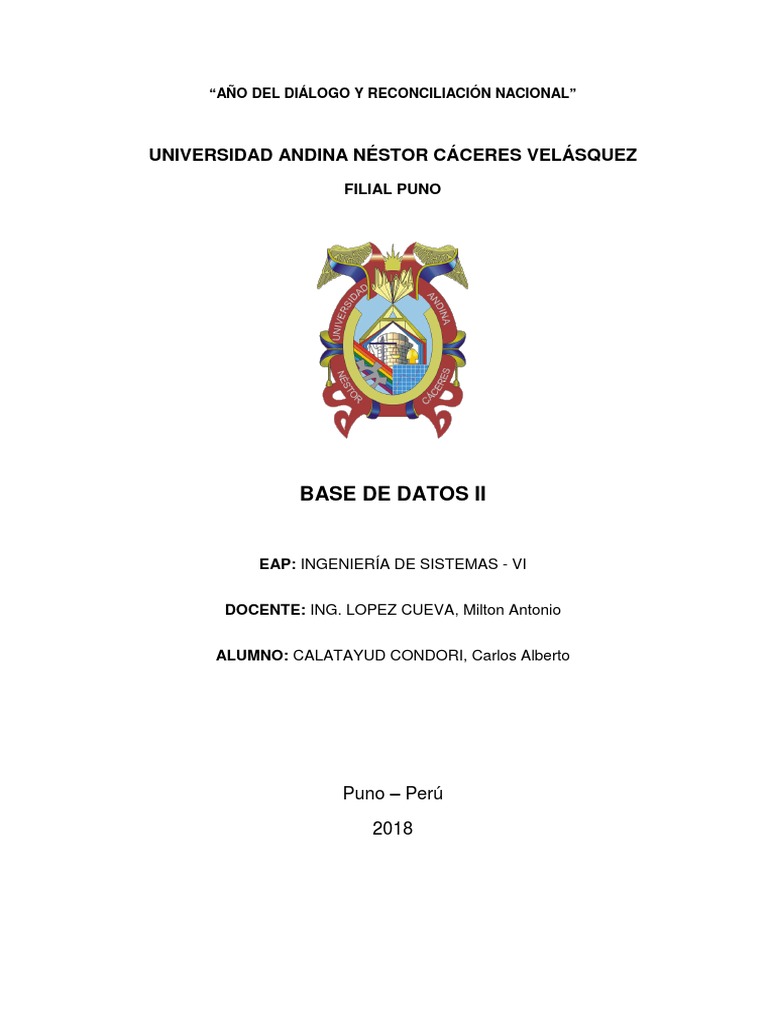 Base de Datos II | PDF | Base de datos relacional | Modelo relacional