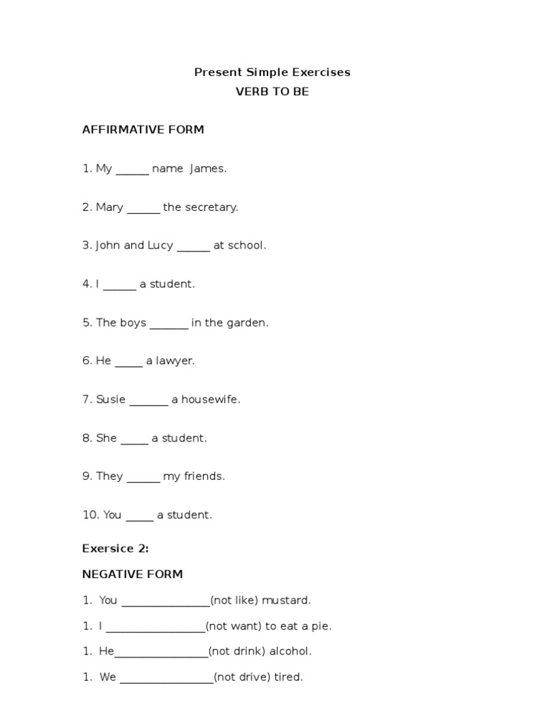Present Simple Exercises Af, Neg, Int | PDF | Language Mechanics ...