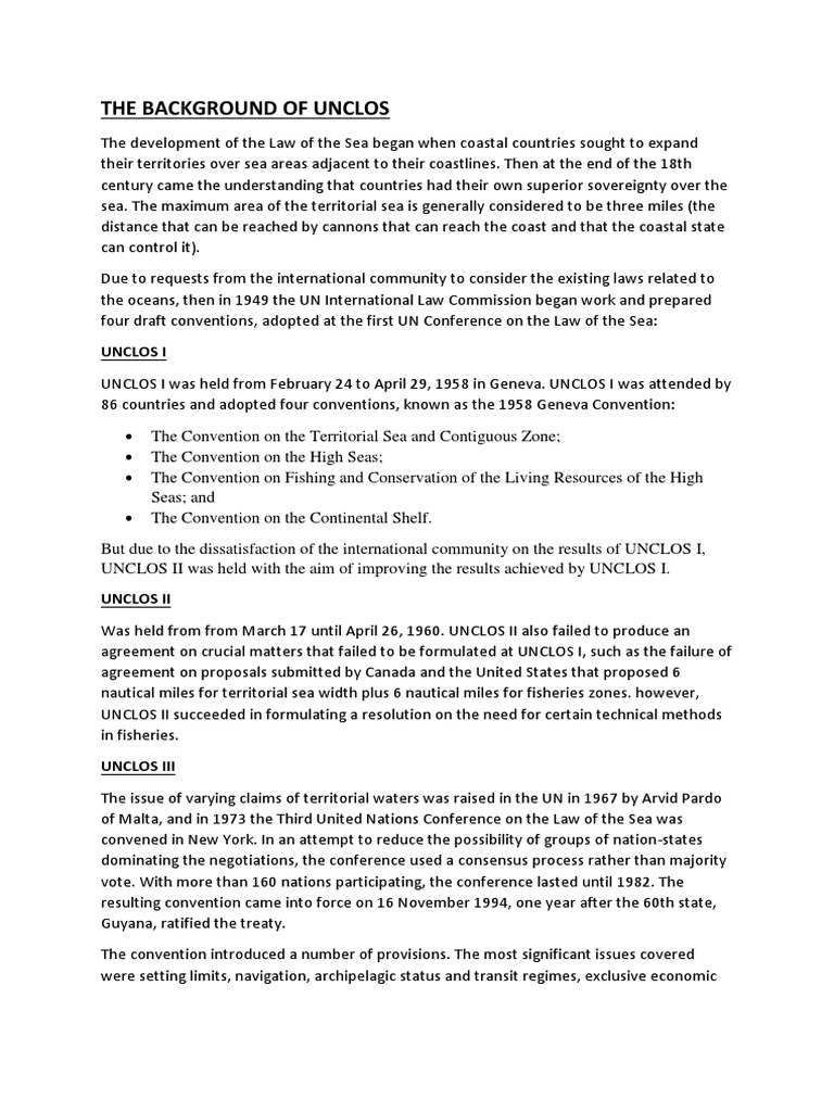 The Background of Unclos | PDF | Territorial Waters | United Nations ...