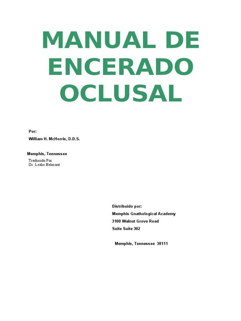 Manual de Encerado Oclusal Dental | PDF | Diente humano | Movimiento (física)