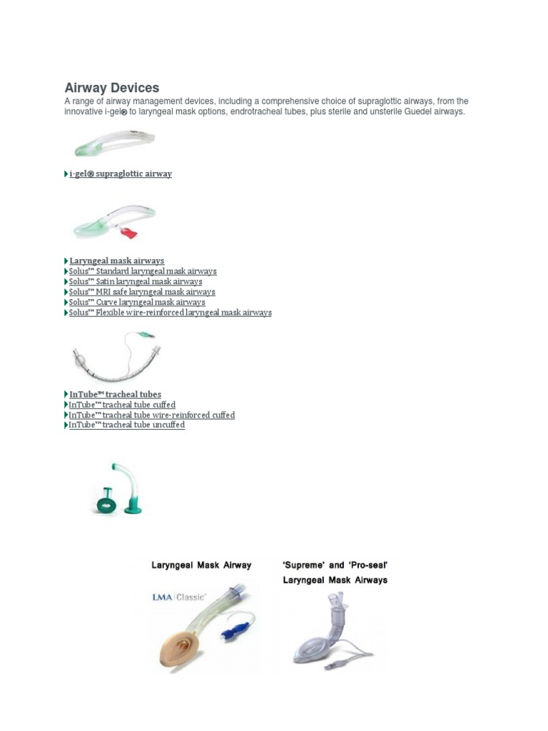 Airway Devices: I-Gel® Supraglottic Airway | PDF