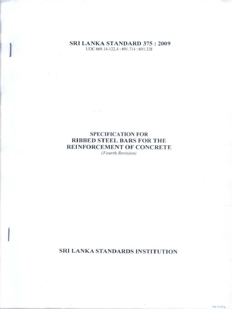 Sri Lankan Standard Steel SLS 375 2009 PDF | PDF