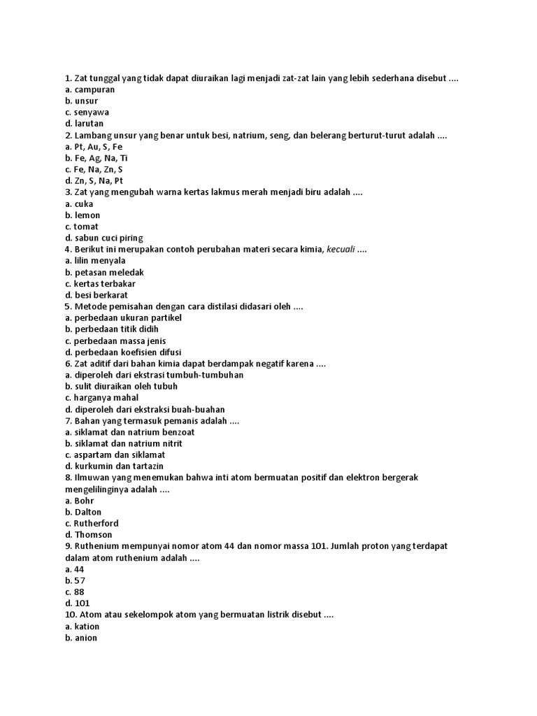 Soal Kimia SMP | PDF