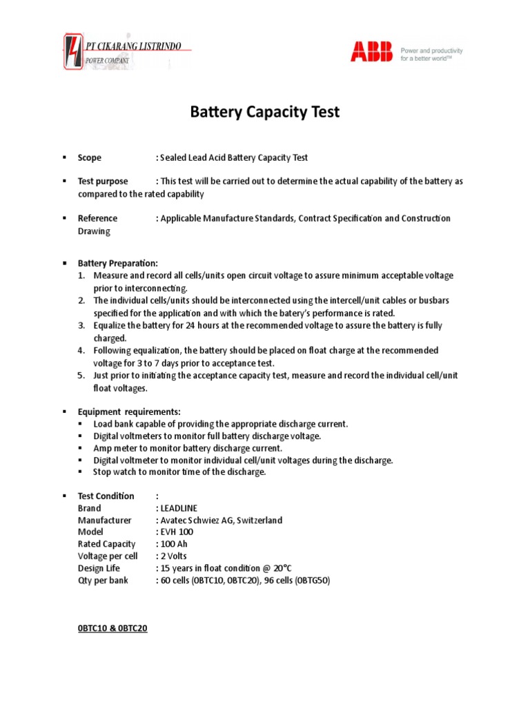 Battery Capacity Test | PDF | Voltage | Electrical Components