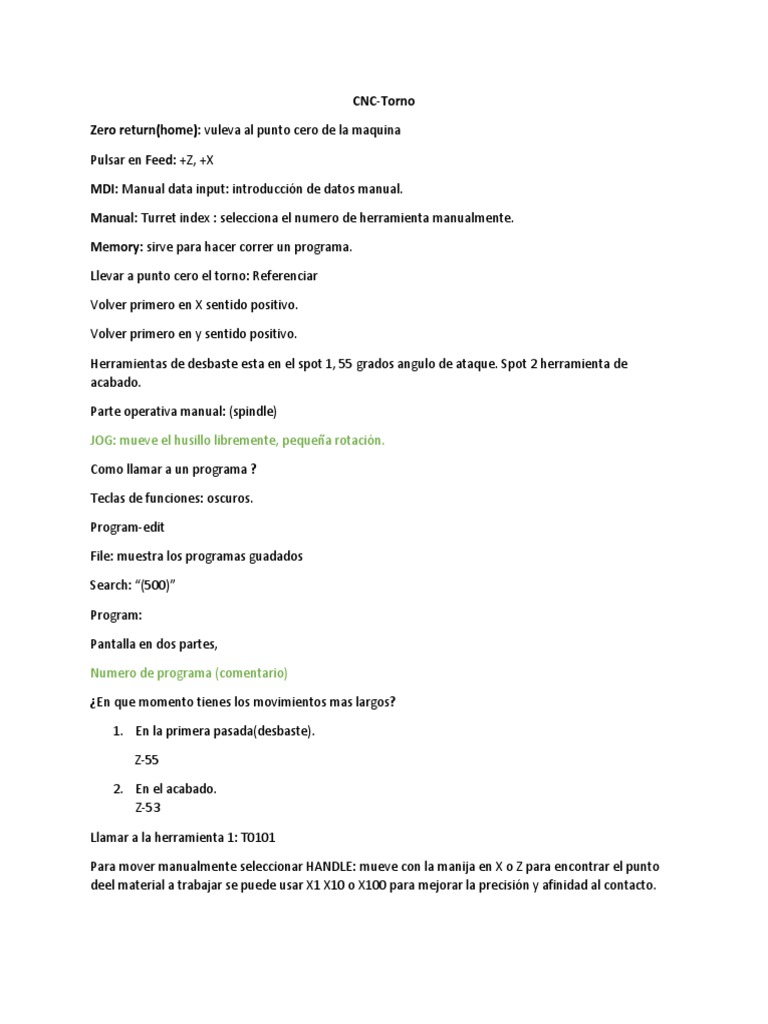 CNC-Torno Zero Return (Home) : Vuleva Al Punto Cero de La Maquina | PDF