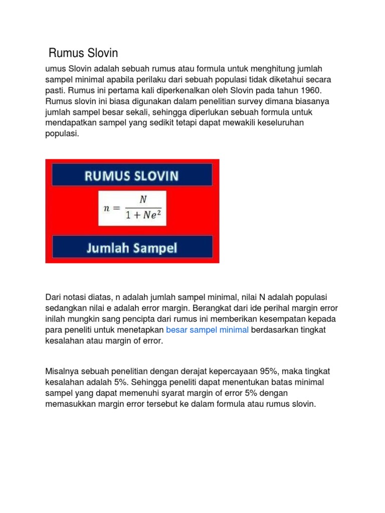 Rumus Slovin