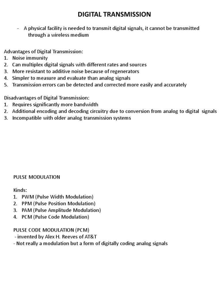 Digital Transmission Pdf Data Transmission Digital Signal