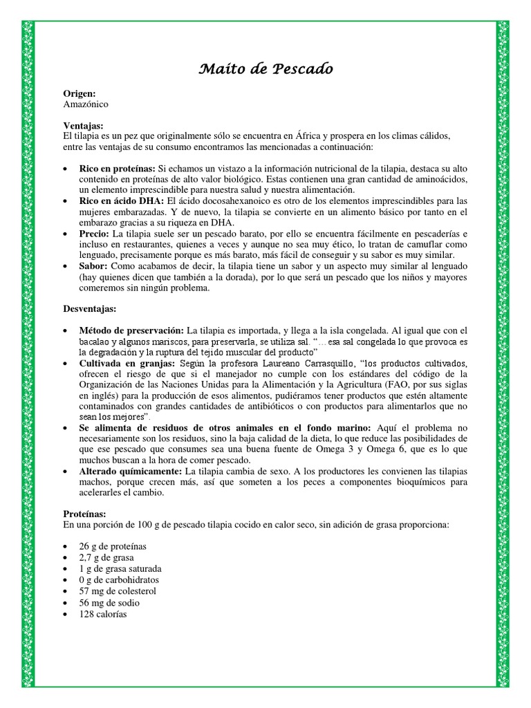 Maito de Pescado: Ingredientes y Preparación | PDF | sal | Alimentos