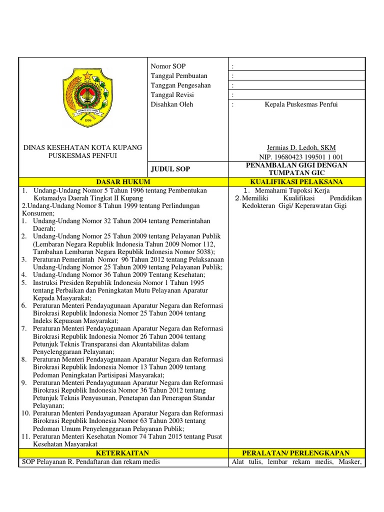 Penambalan Tetap GIC SOP | PDF