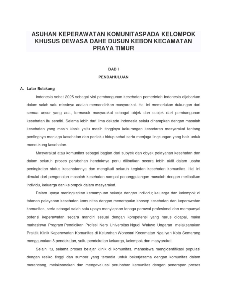 Asuhan Keperawatan Komunitaspada Kelompok Khusus Dewasa | PDF