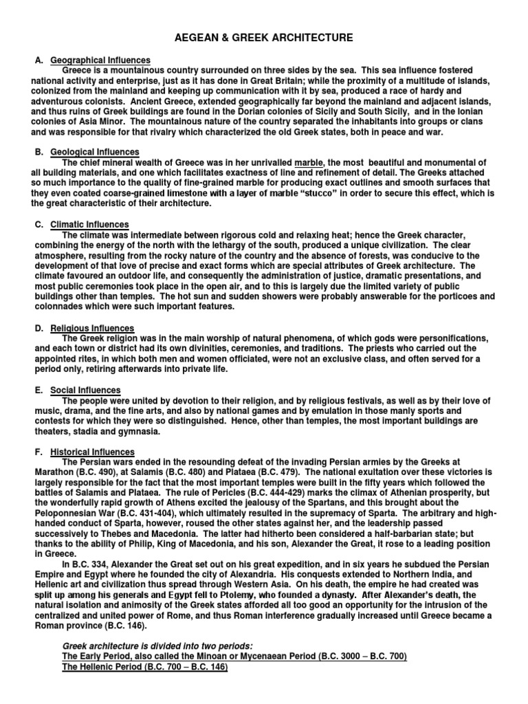 Handout - GREEK ARCHITECTURE PDF | PDF | Column | Architectural Elements
