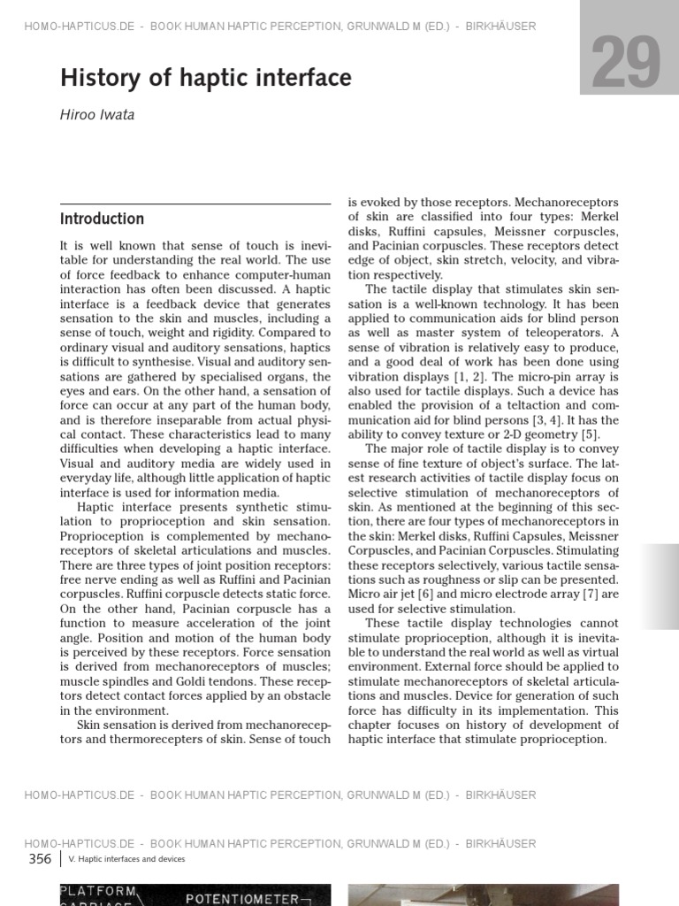History of Haptic Interfaces | PDF | Somatosensory System | Senses