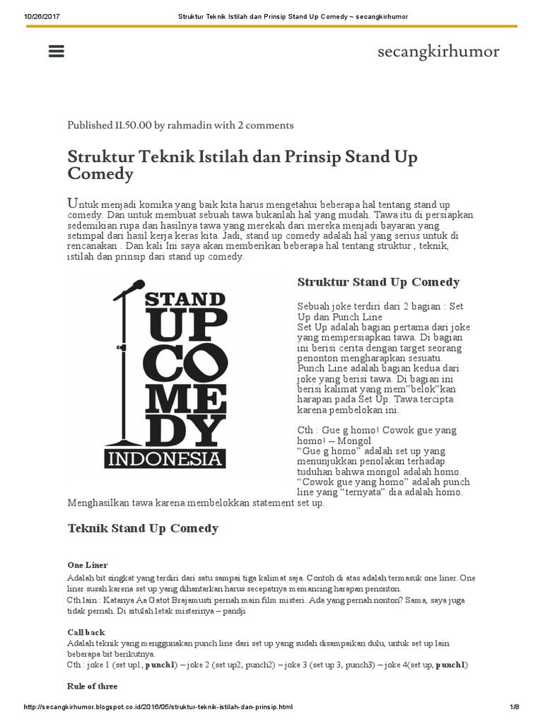 Teknik Stand Up Comedy | PDF