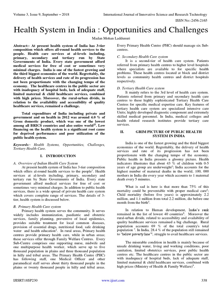 Health System in India: Opportunities and Challenges | PDF | Health ...