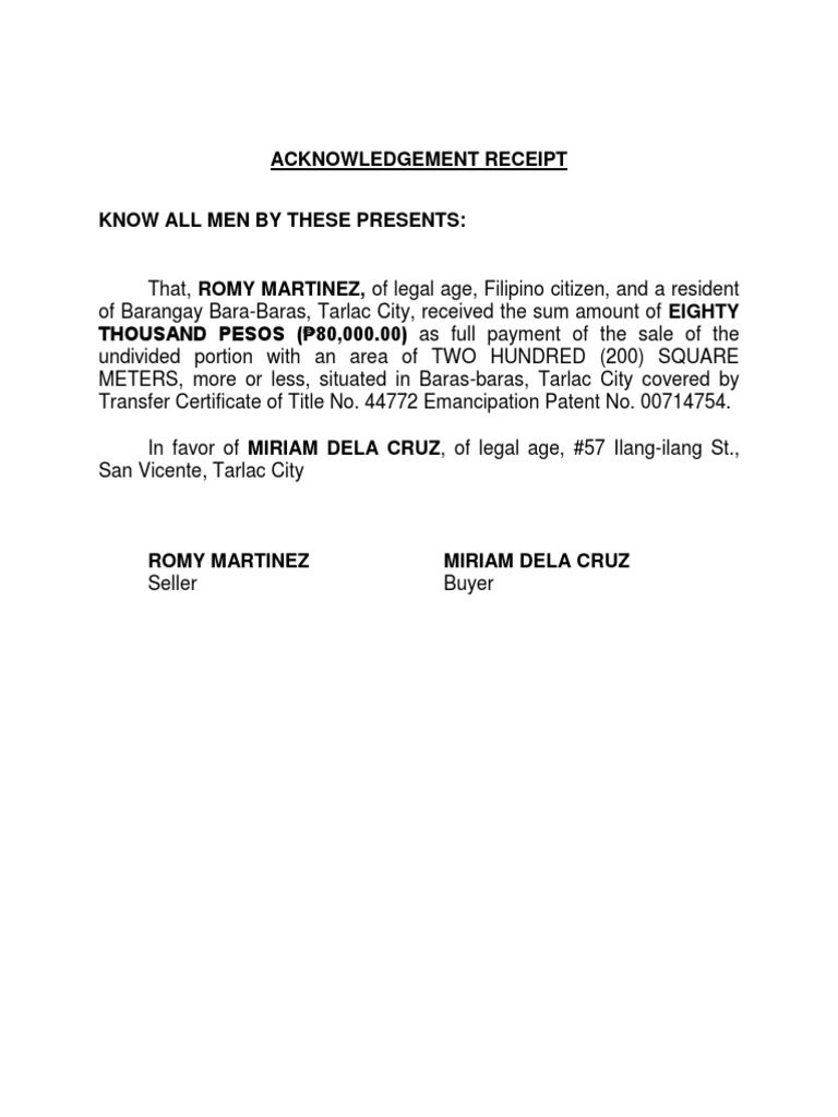 Acknowledgement Receipt | PDF