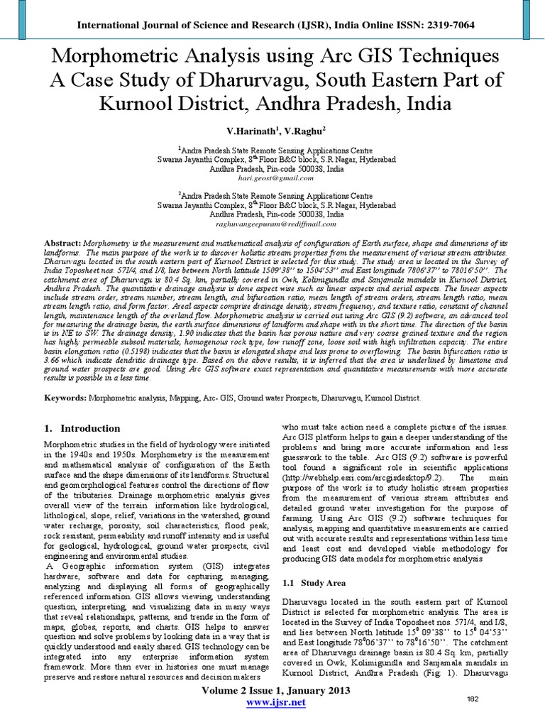 Morphometric Analysis Using Arc GIS Techniques A Case Study of ...