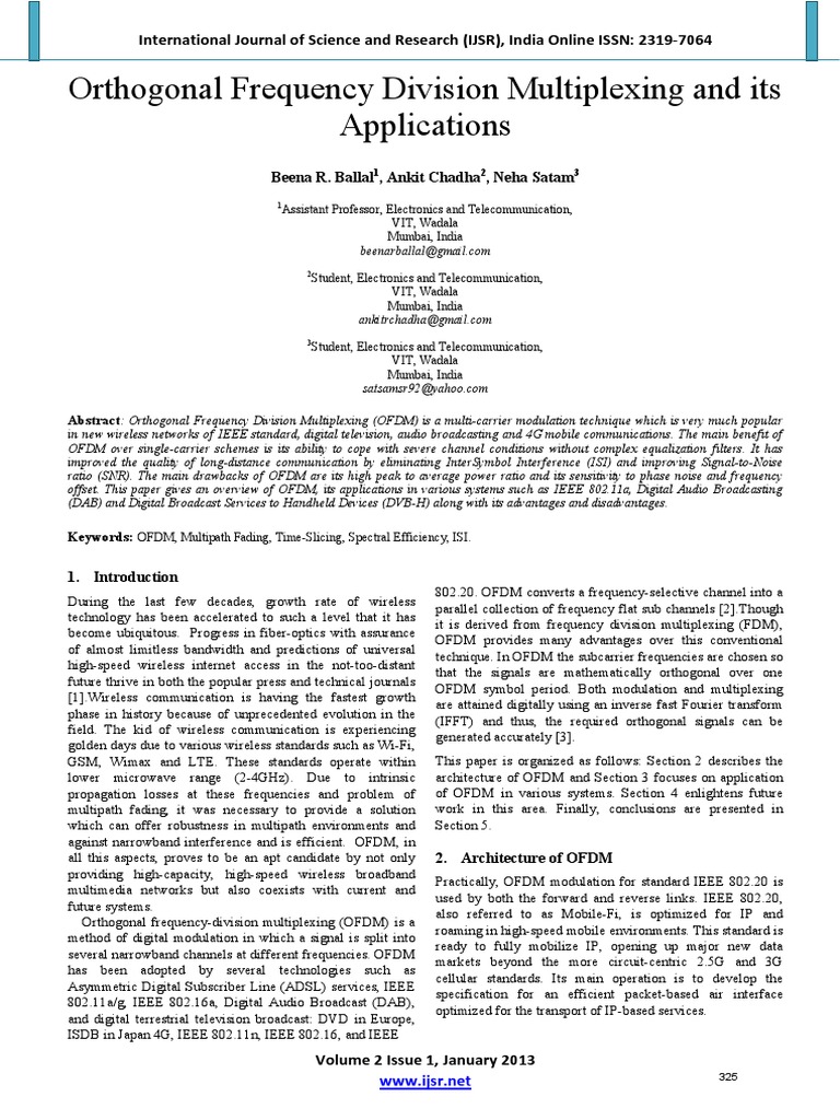 Orthogonal Frequency Division Multiplexing and Its Applications | PDF | Orthogonal Frequency ...